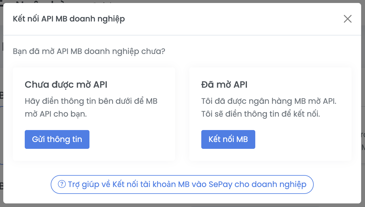 Hướng dẫn kết nối Ngân Hàng MB | SePay